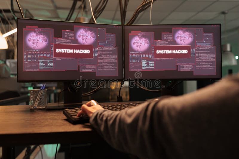 Woman Hacking Password, Coding Virus Program, Typing on Keyboard Stock ...