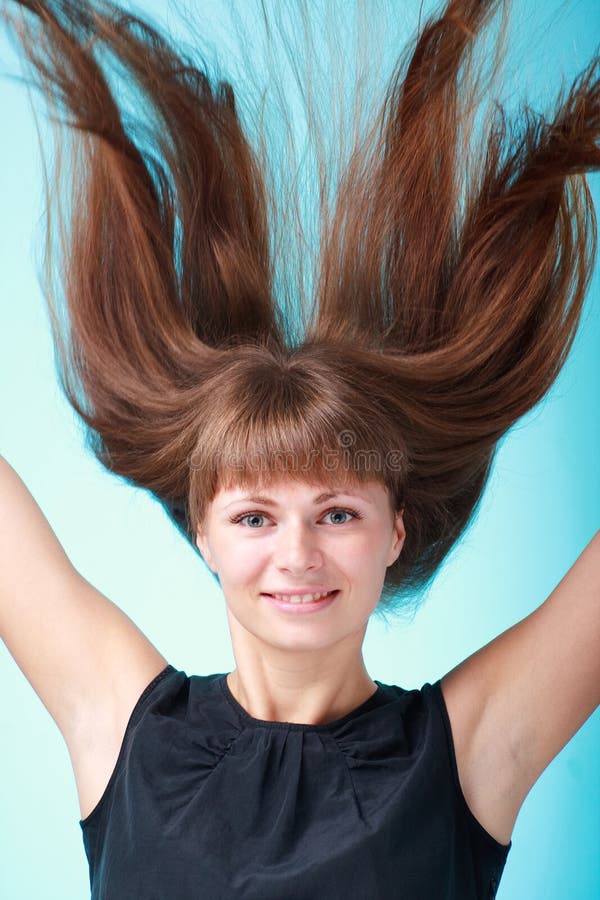 Hair flying. stock image. Image of body, female, model - 12258593