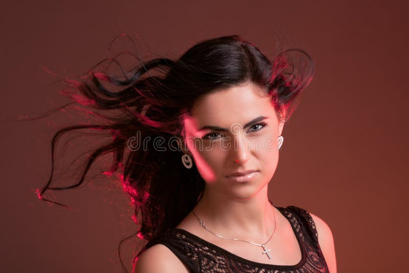 Woman with hair flying stock photo. Image of expressing - 28295900