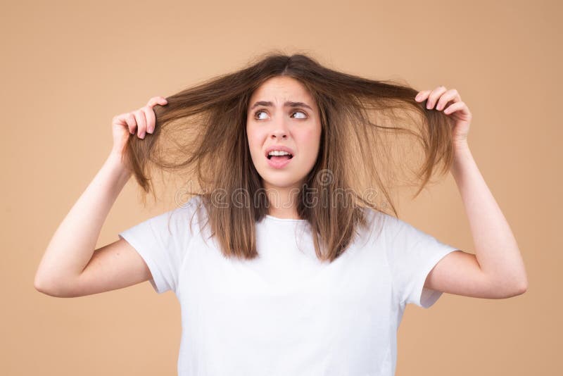 Woman with Hair Loss Problem Worried about Hair Loss. Stock Photo ...