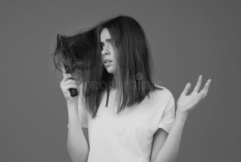 Woman with Hair Loss Problem Worried about Hair Loss. Stock Image ...