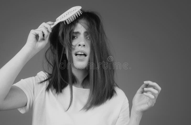Woman with Hair Loss Problem Worried about Hair Loss. Stock Image ...