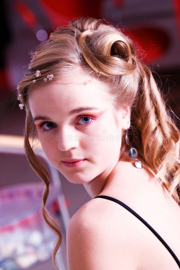 Woman-hairstyle stock photo. Image of person, studio - 13354268