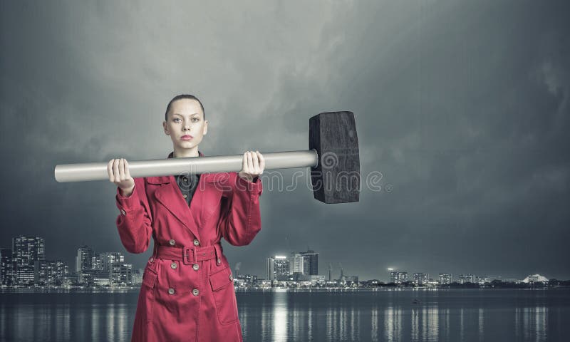 Woman with hammer stock image. Image of crazy, furious - 48049253
