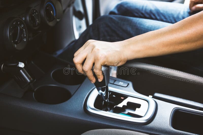 Woman Hand Changing Gear while Driving Scene Stock Photo - Image of ...