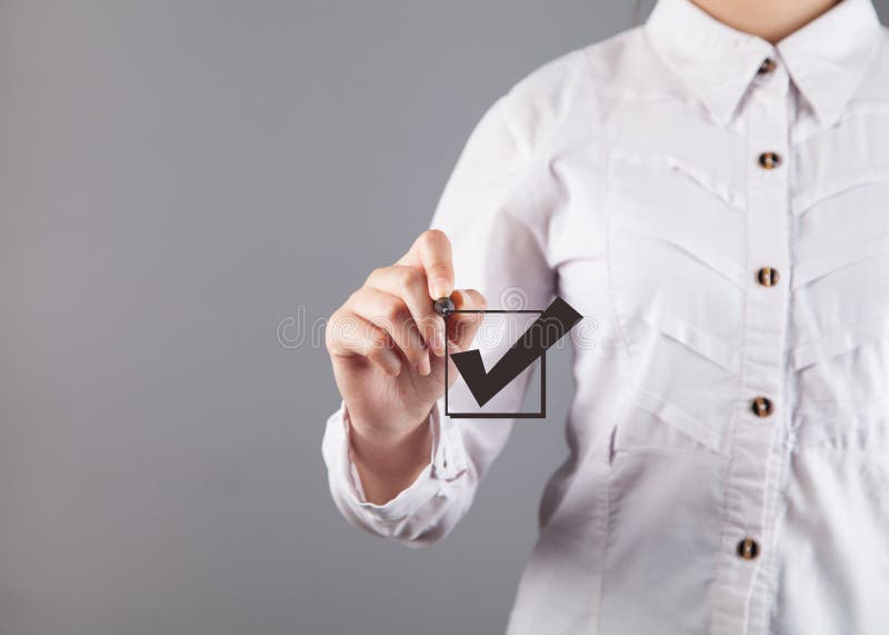 Woman Hand and Check Mark Sign Stock Photo - Image of hand, approve ...