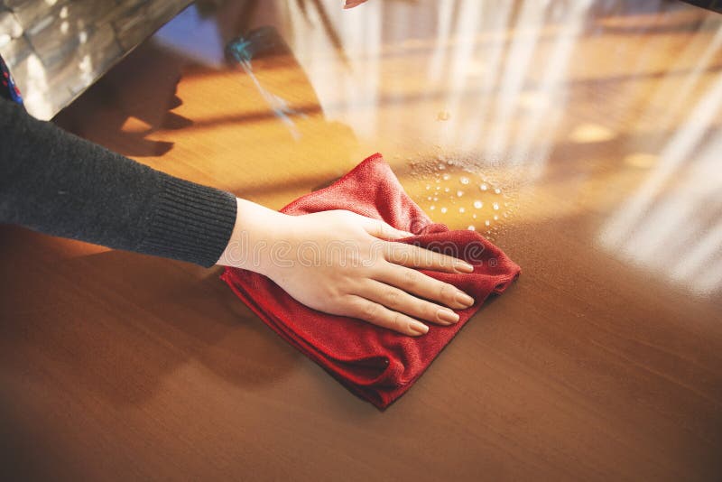 Woman hand cloth cleaning stock photo. Image of wash - 179388928