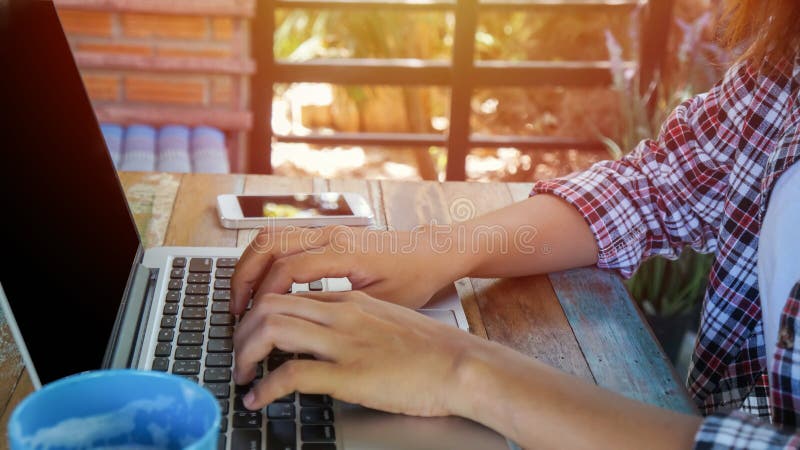 Woman Hand Control on a Laptop Touchpad Stock Photo - Image of keyboard ...