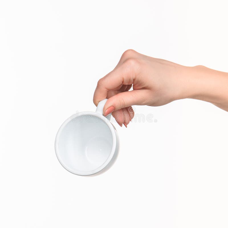 Woman Hand with Cup on White Background Stock Photo - Image of ideas ...