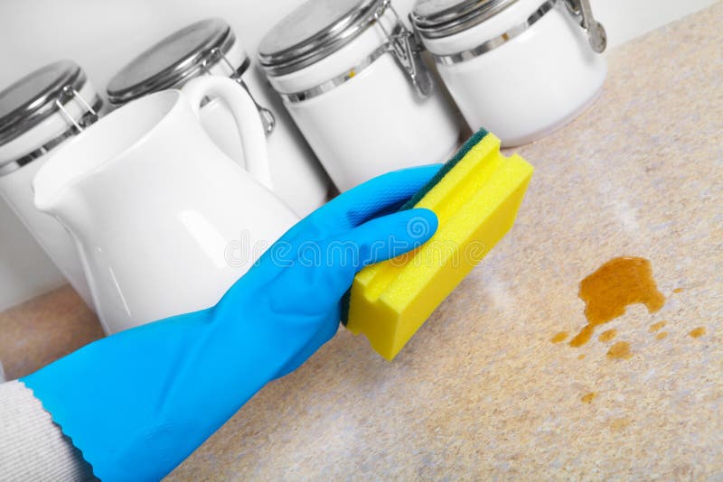 Cleaning dinner table stock photo. Image of person, desk - 109658220