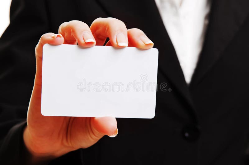 Woman Hand with Empty Business Card Stock Photo - Image of holding ...