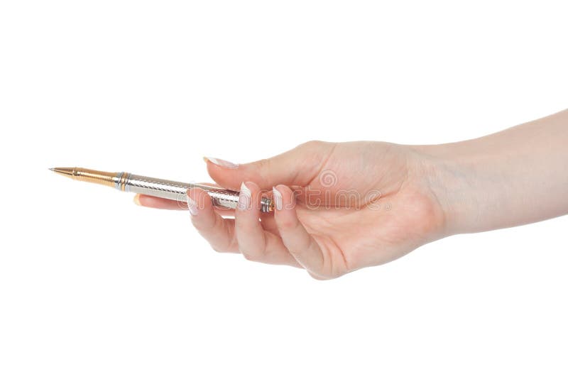 Woman hand gives pen stock image. Image of finger, white - 20069367