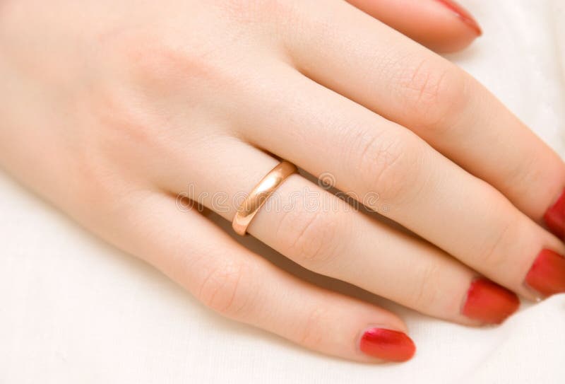Woman Hand with Golden Ring Stock Photo - Image of close, female: 3945538