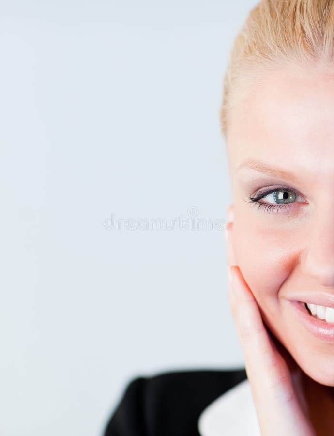 Woman with Hand on Her Face Stock Photo - Image of modern, health: 10597524