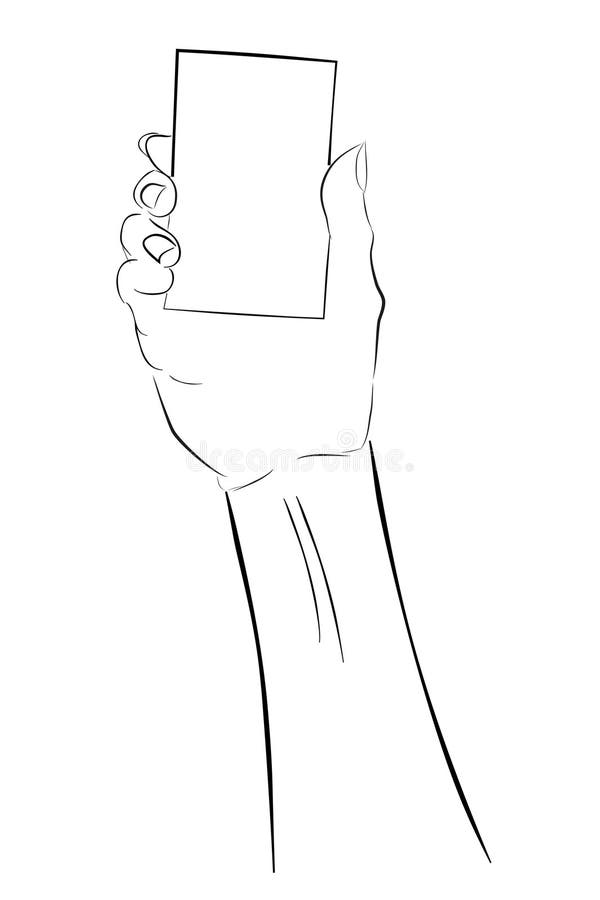 Woman Hand Hold Blank Card, Simple Vector Hand Draw Sketch Doodle Stock ...
