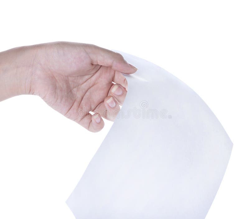 Woman Hand Holding Blank Paper on White Background Stock Image - Image ...