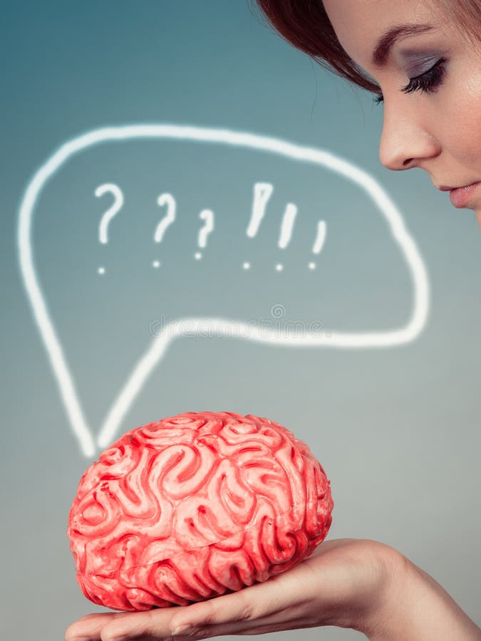 Woman hand holding brain stock image. Image of thinking - 103550141