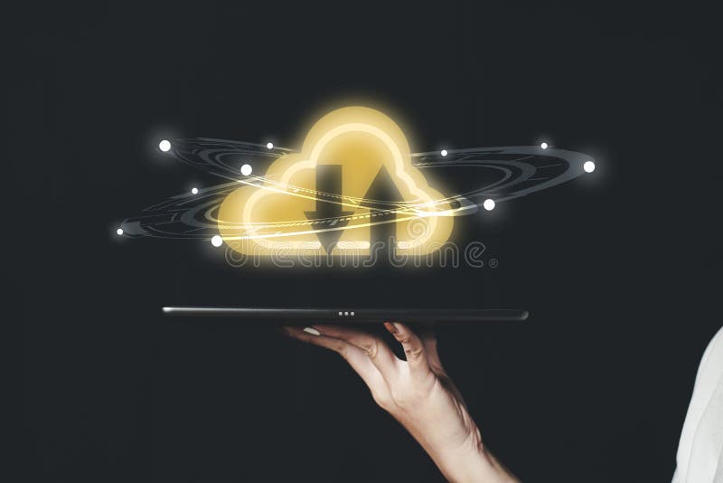 Woman Hand Holding Cloud Computing Technology Internet Storage Network ...