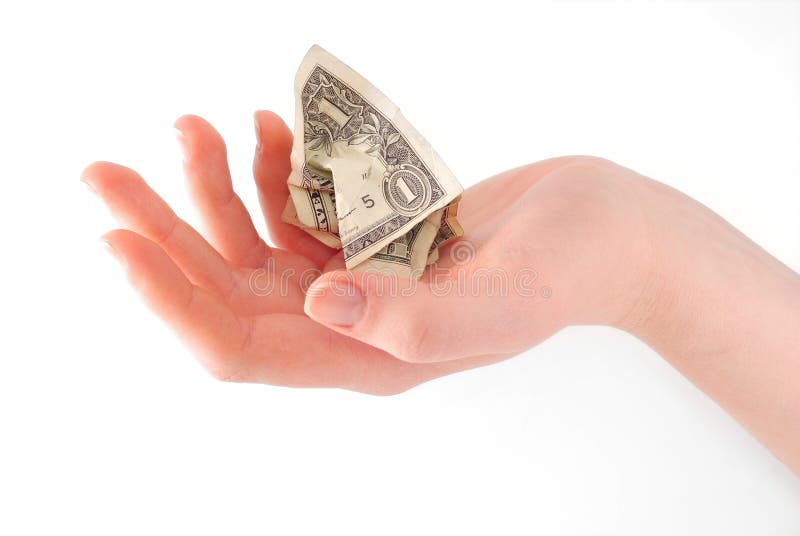 Woman Hand Holding Crumpled Dollar Stock Image - Image of note, cash ...