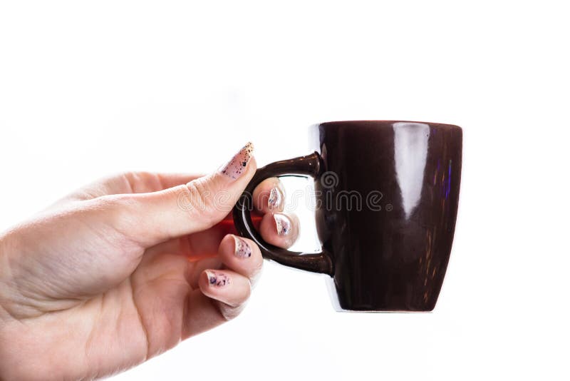 Woman Hand Holding a Cup Isolated on White Background Stock Image ...