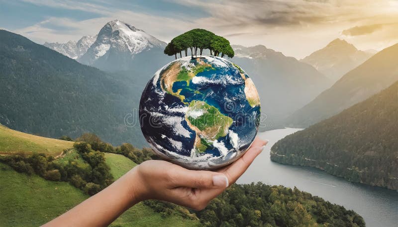 Woman Hand Holding Earth Save Planet Earth Day Stock Illustration ...