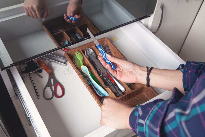 Woman Hand Holding Knife in Kitchen Stock Photo - Image of preparation ...