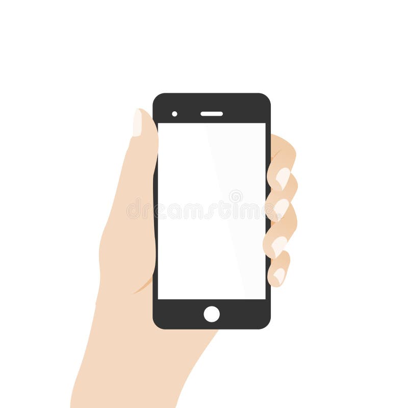 Woman Hand Holding Mobile Phone. Vector Illustration, Flat Design Stock ...