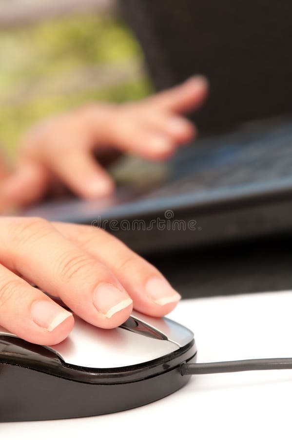 Woman hand holding mouse stock photo. Image of closeup - 41897608