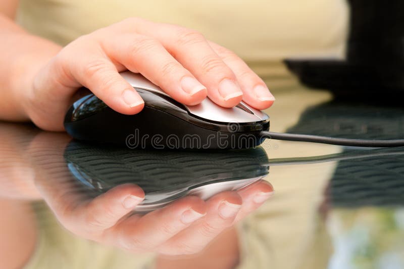 Woman hand holding mouse stock photo. Image of executive - 40799816