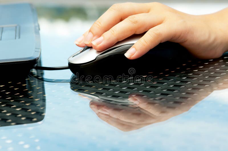 Woman hand holding mouse stock image. Image of concept - 40912653
