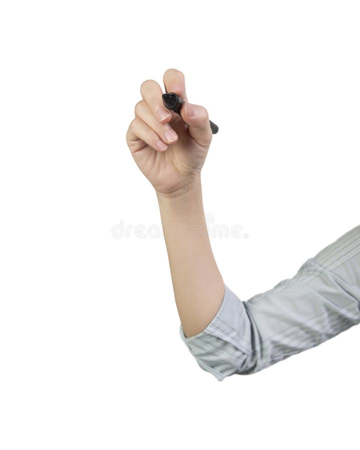 Woman Hand Holding Pen Writing Front View Stock Photo - Image of ...