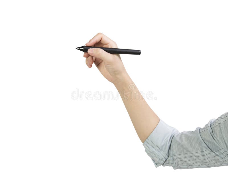 Woman Hand Holding Pen Writing Side View Stock Image - Image of black ...