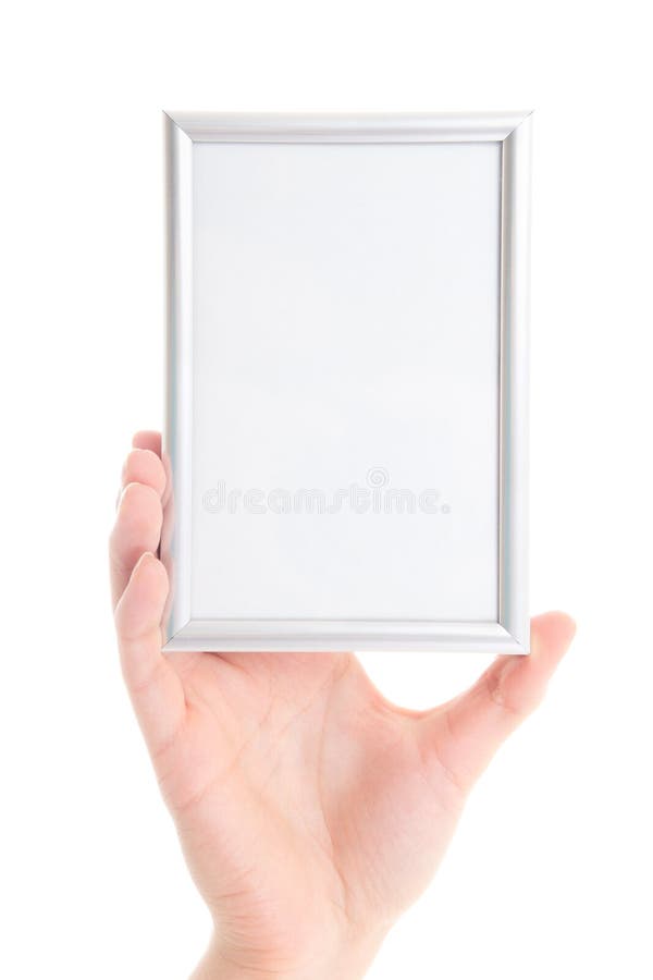 Woman Hand Holding Photo Frame Isolated on White Stock Image - Image of ...