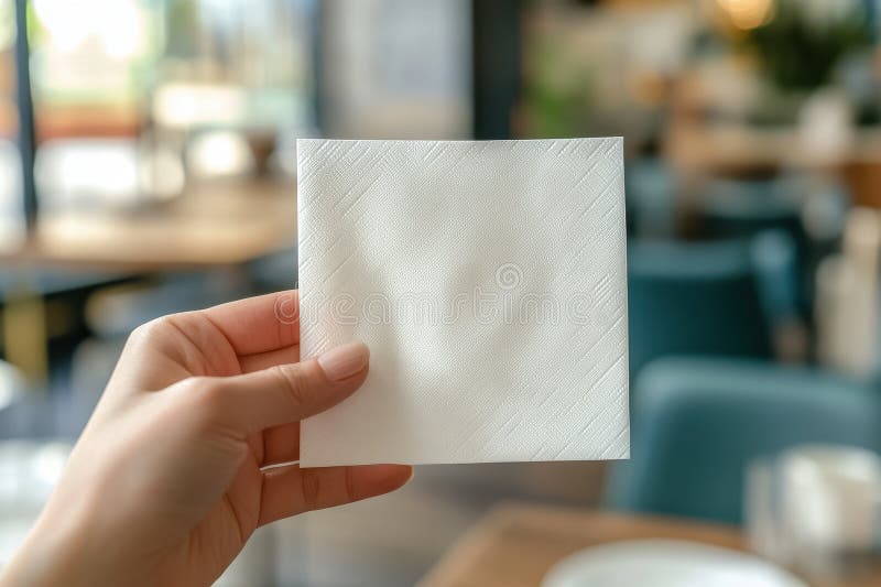 Woman Hand Holding a PLAIN Square Paper Napkin. Isolated Background ...