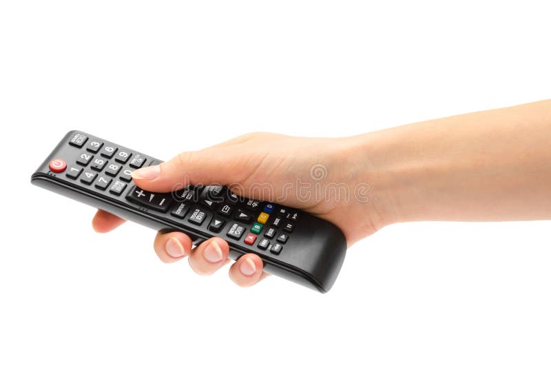 Woman Hand Holding Remote Control. Stock Image - Image of acting ...