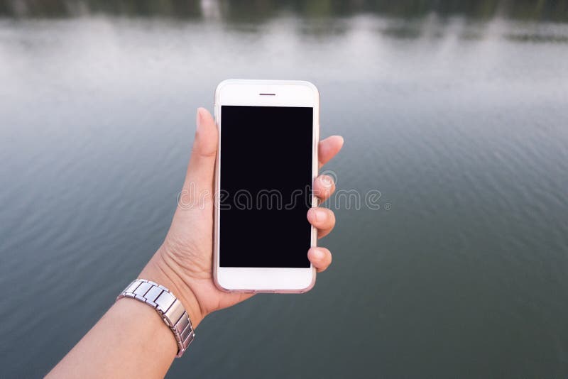 Woman Hand Holding Smart Phone Stock Image - Image of finger, mobile ...