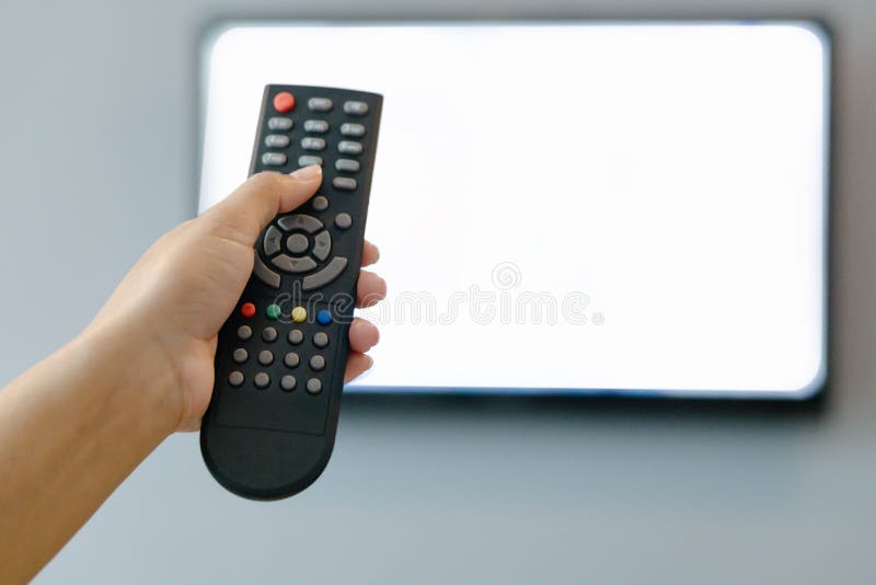 Woman Hand Holding Smart Tv Remote Control Stock Image - Image of ...