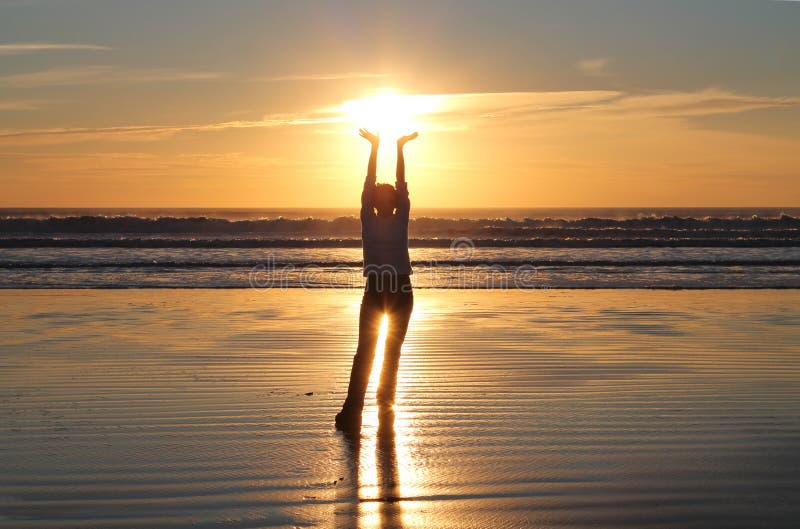 Hand in Front of Sunset stock image. Image of nature - 27271081