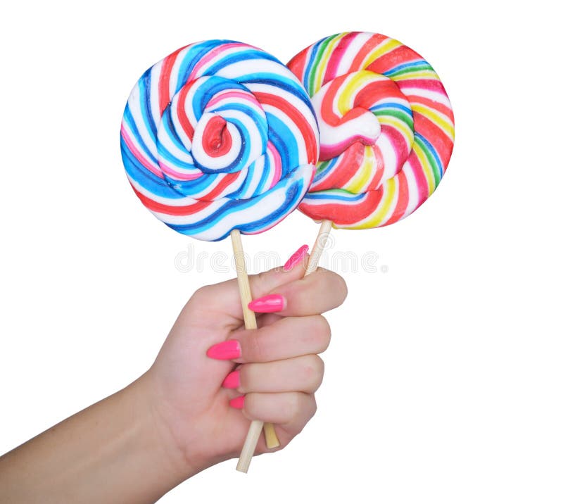 Woman Hand Holding Two Lollipops Stock Image - Image of confectionery ...