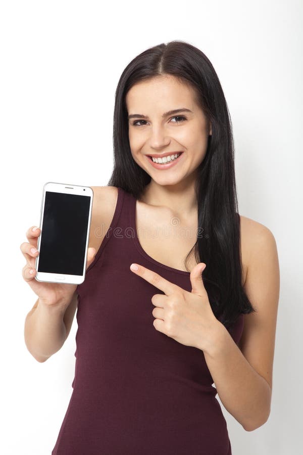 Woman Hand Holding the White Smartphone. Stock Photo - Image of ...