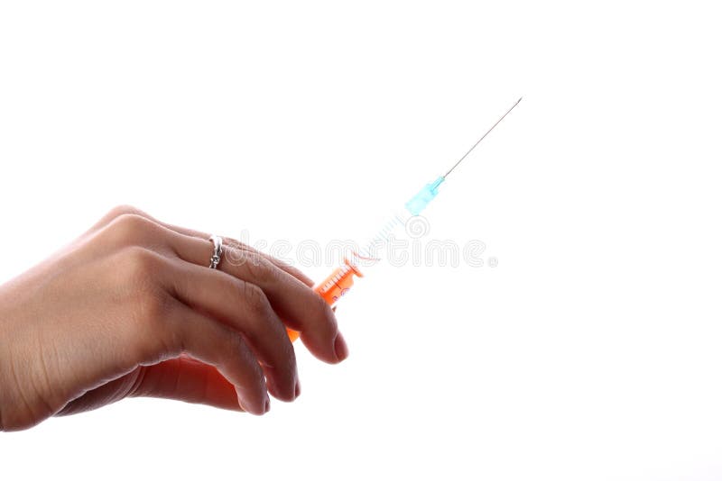 Woman hand with injection stock photo. Image of injecting - 8825422