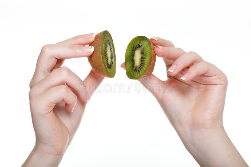 Woman Hand with Kiwi Fruit Isolated Stock Image - Image of woman, girl ...