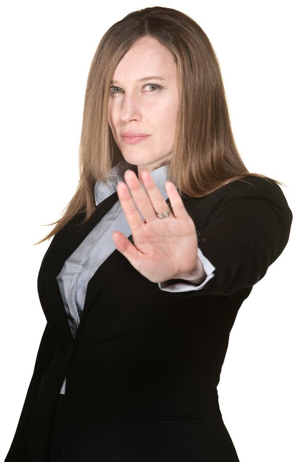 Woman with Hand Out stock photo. Image of business, stop - 24666552