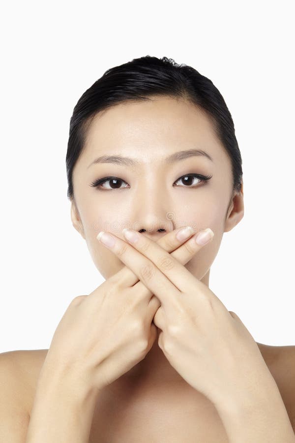 Woman with Hand Over Her Mouth. Conceptual Image Stock Photo - Image of ...