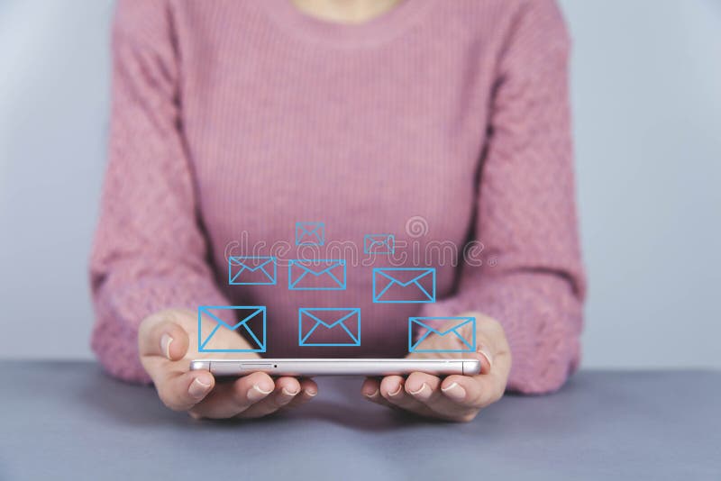 Woman Hand Phone with Message Sign Stock Image - Image of media, finger ...