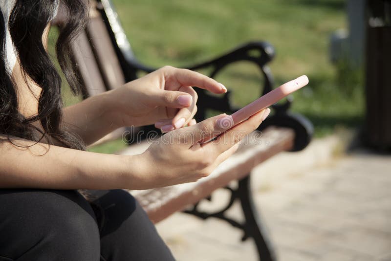 Woman Hand Phone on the Stairs, Stock Photo - Image of cellphone ...