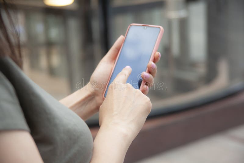Woman Hand Phone on the Stairs. Stock Photo - Image of device, people ...