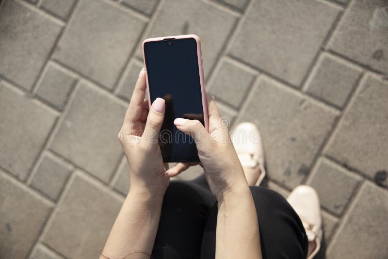 Woman hand phone stock photo. Image of communication - 230276356