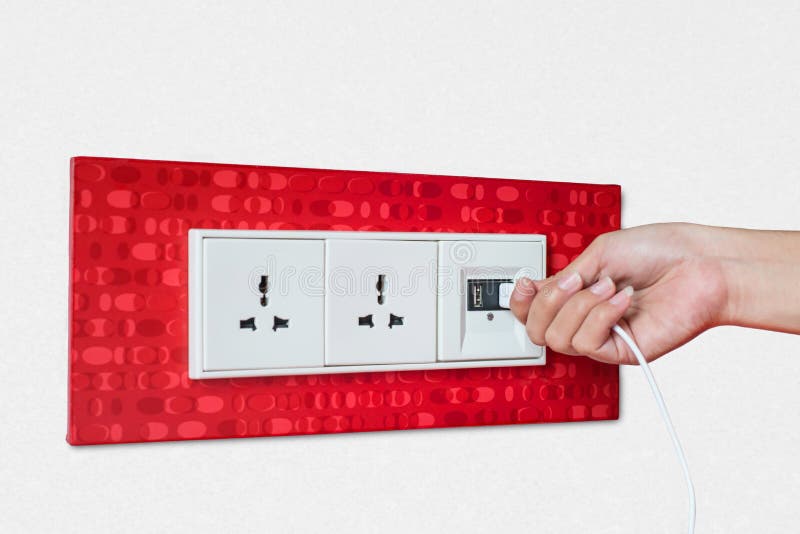 Woman Hand Plug USB Wall Socket/outlet Plate Stock Image - Image of ...