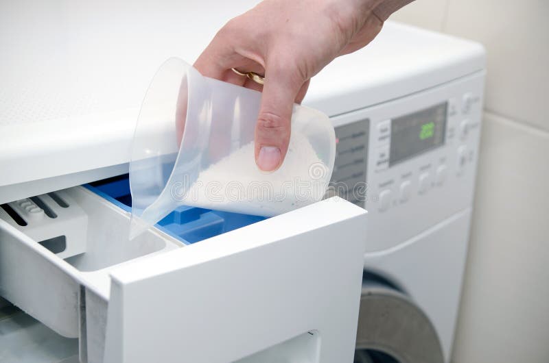 Woman Hand Pouring Washing Powder Stock Image - Image of detergent ...